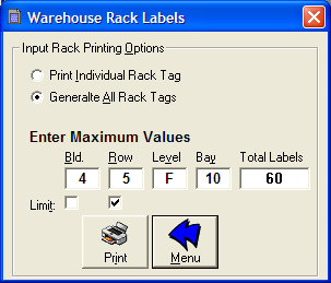Printing Rack Labels
